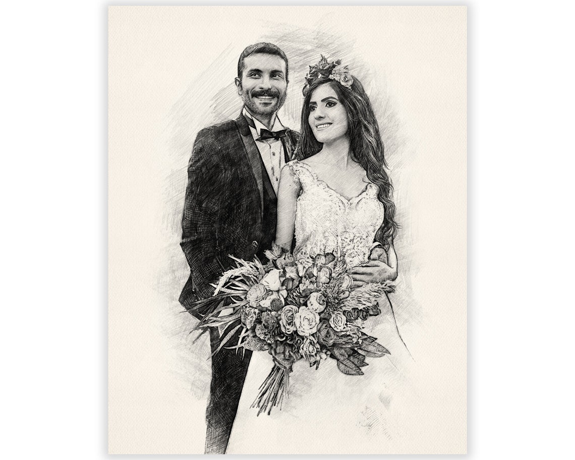 Custom Pencil Portrait From Photo Personalized Gift - Etsy
