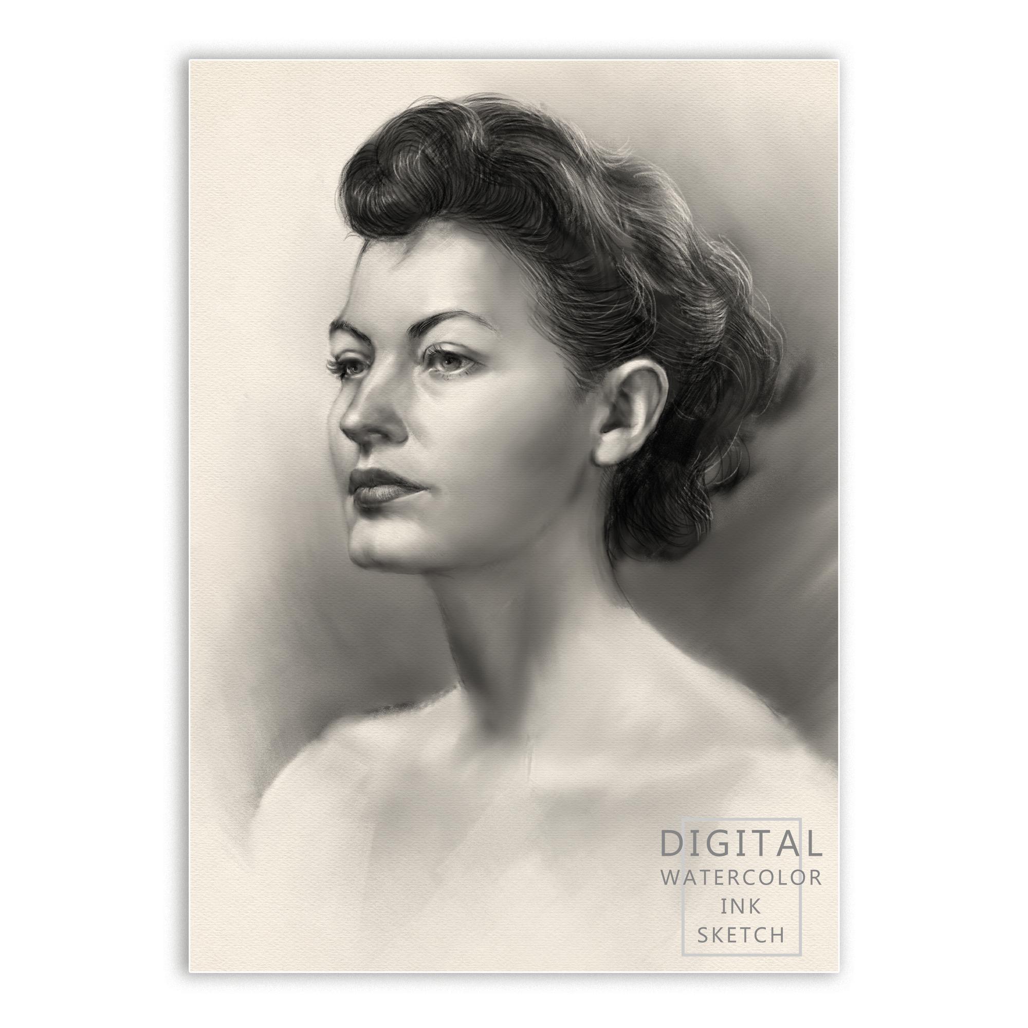 Custom Pencil Portrait From Photo: Personalized Digital Art (digital ...