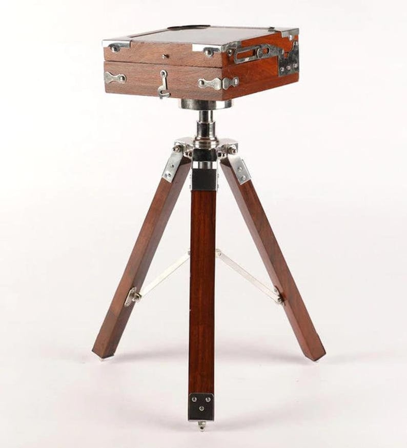 Antique Vintage Look Wooden Film Camera With Wooden Tripod ~ Home ...