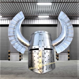 Medieval Templar Fantasy Warrior Helmet | Knight Great Templar Horn ...