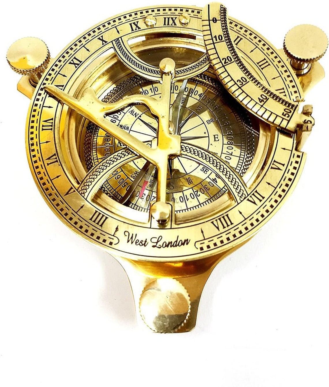 Nautical Sundial Brass Compass | Nautical Handmade Gold Finish Brass ...