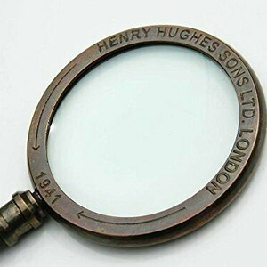 Antique Brass Magnifier Glass | Magnifier Full Brass Henry Hughes ...