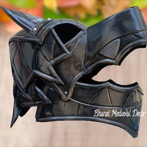 Medieval Great Wolf Head Helmet | Blackened Steel Viking Fox Helmet ...