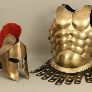 300 Spartan Muscle Jacket With Armor Spartan Helmet | Halloween Knight ...