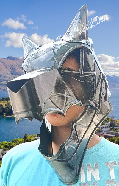 Mittelalterlicher großer Wolfskopf Helm | Wikinger-Fuchs Helm aus ...