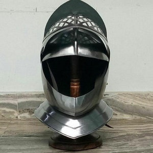 Medieval Knight Burgonet Helmet Wearable Plate Armor Costume Silver ...