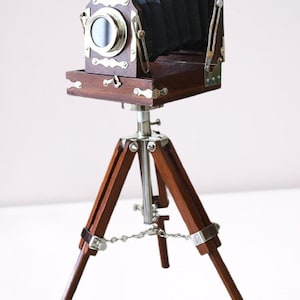 Antique Vintage Look Wooden Film Camera With Wooden Tripod | Etsy