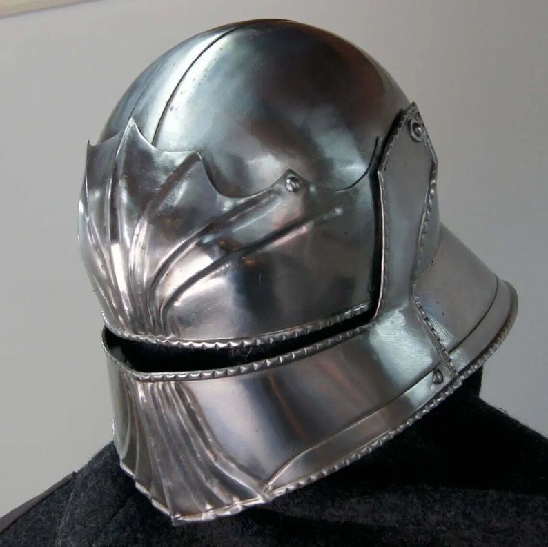 Blackened 18 Gauge Steel Medieval Helmet / Paladin Movie Sallet Type ...