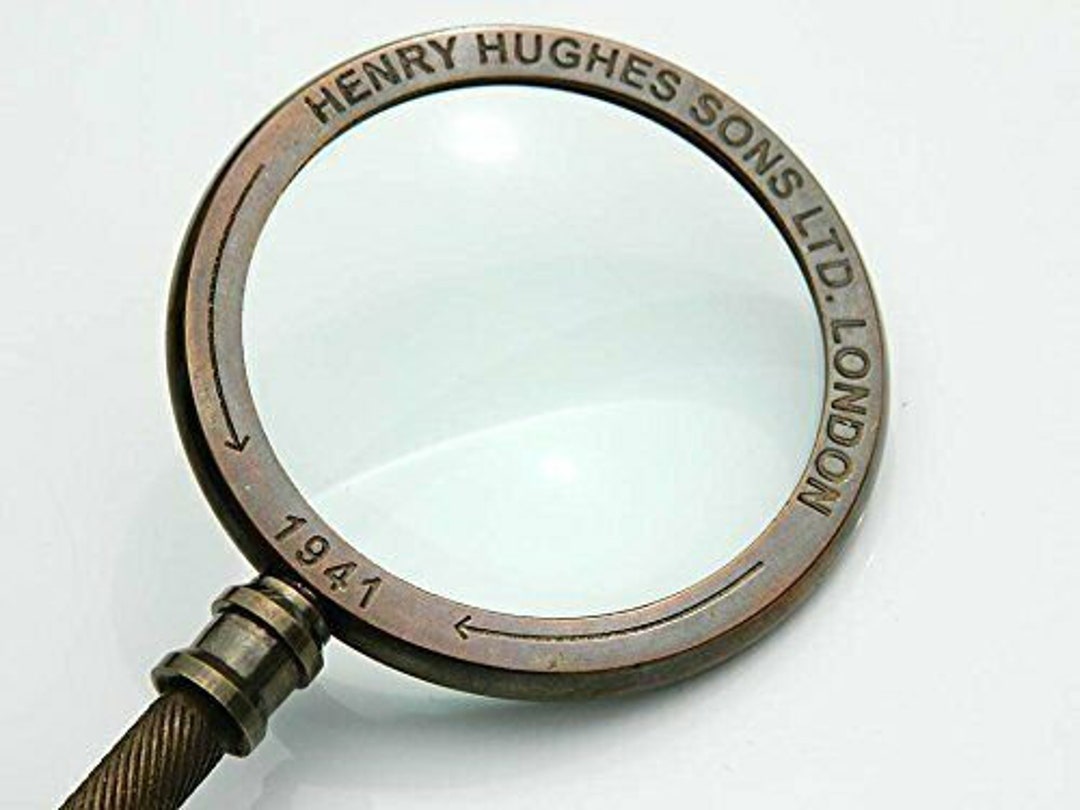 Antique Brass Magnifier Glass | Magnifier Full Brass Henry Hughes ...