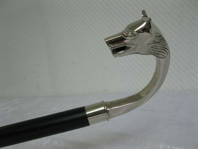 WOLF HEAD Design Walking Cane Vintage Victorian Brass Handle | Etsy