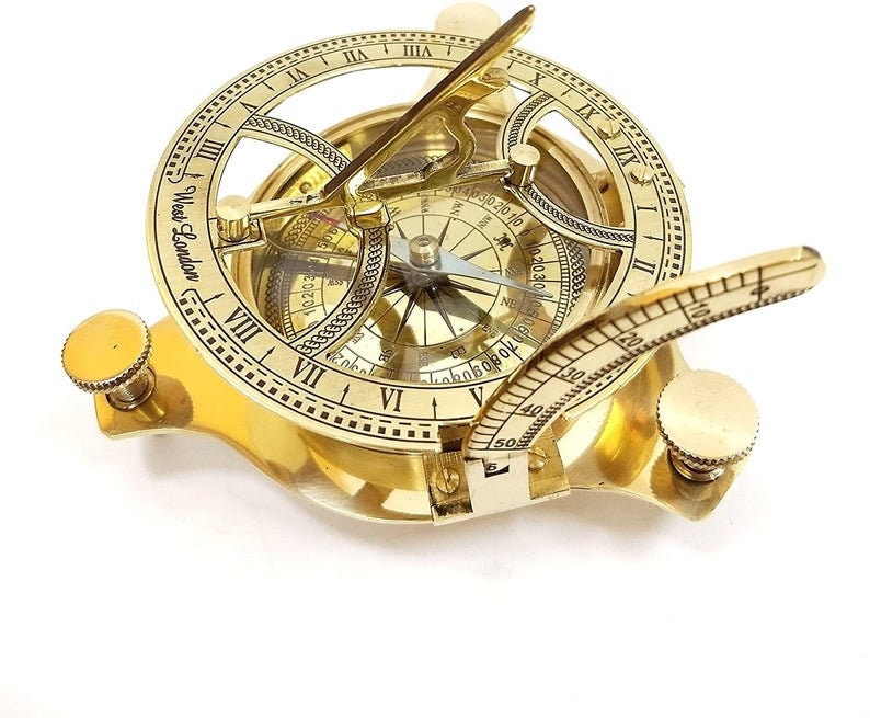 Nautical Sundial Brass Compass | Nautical Handmade Gold Finish Brass ...