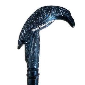 Unique Black or Silver Victorian RAVEN Handcrafted Walking Stick Cane ...