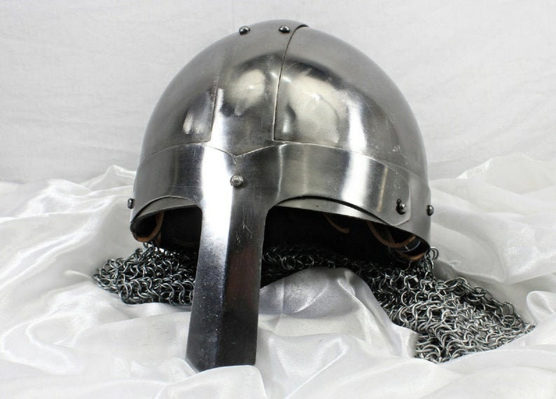 Medieval Viking Nasal Helmet With Chainmail | Hand-forged Helmet | SCA ...