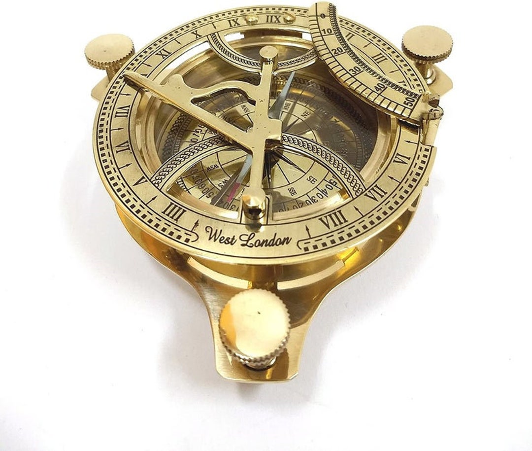 Nautical Sundial Brass Compass | Nautical Handmade Gold Finish Brass ...