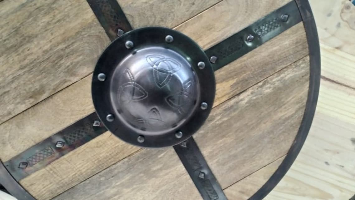 Medieval Viking Crusader Wood Shield | Handmade Round Battle Warrior ...