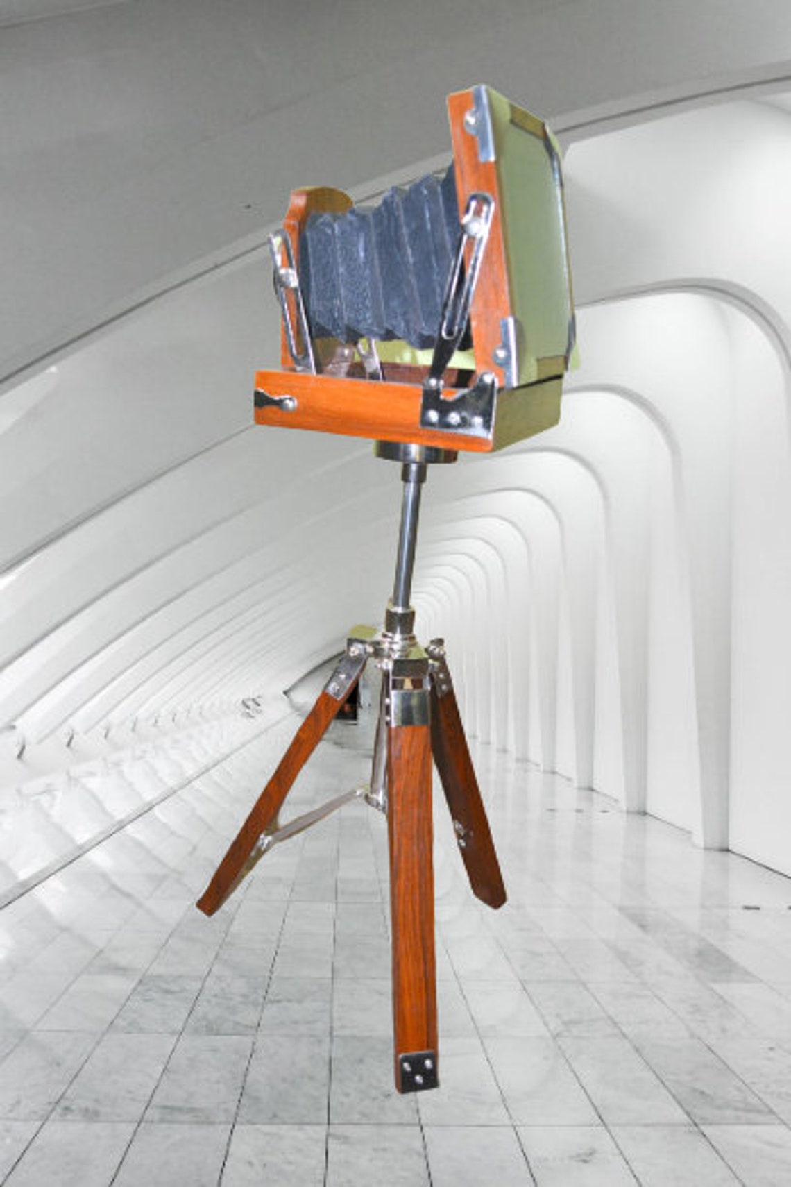 Antique Vintage Look Wooden Film Camera With Wooden Tripod ~ Home ...