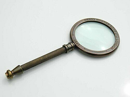 Antique Brass Magnifier Glass | Magnifier Full Brass Henry Hughes ...