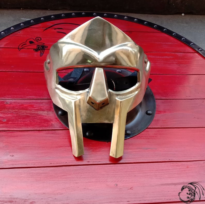 New MF Doom Gladiator Mask Mad-villain Golden Finish Hand-forged Doom ...