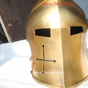 Medieval GREAT BARBUDA Knight Halloween Helmet With Plume | Hand Forged ...