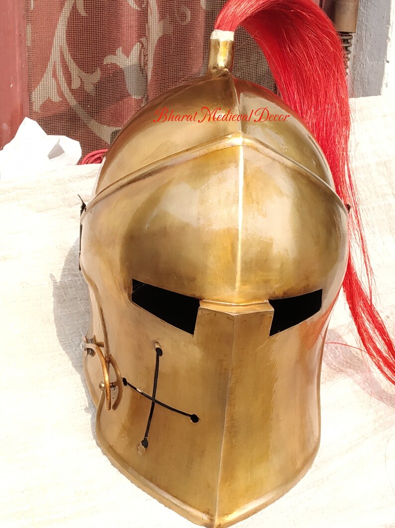 Medieval GREAT BARBUDA Knight Halloween Helmet With Plume | Hand Forged ...
