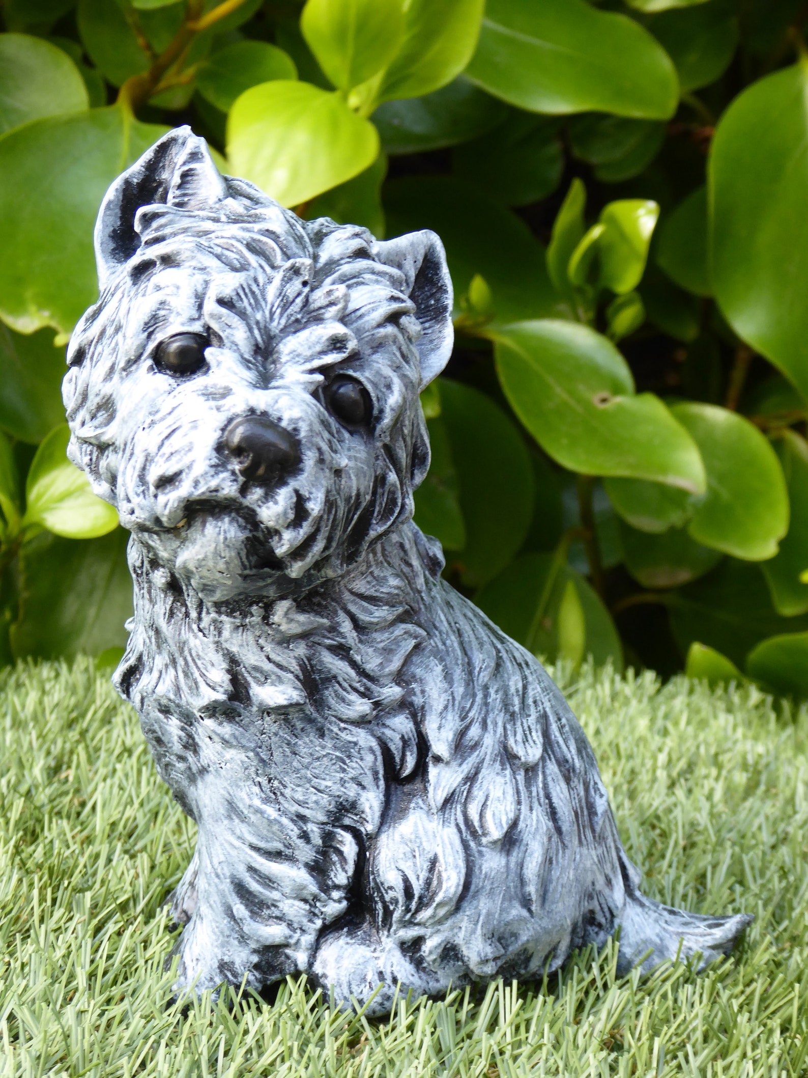 Cute Cast Stone Sitting Westie Dog Garden Ornament Hand | Etsy