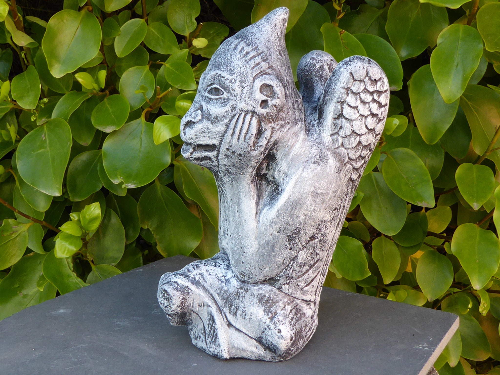 Handcrafted Sitting Gargoyle Garden Ornament Gate Post Topper Cast ...