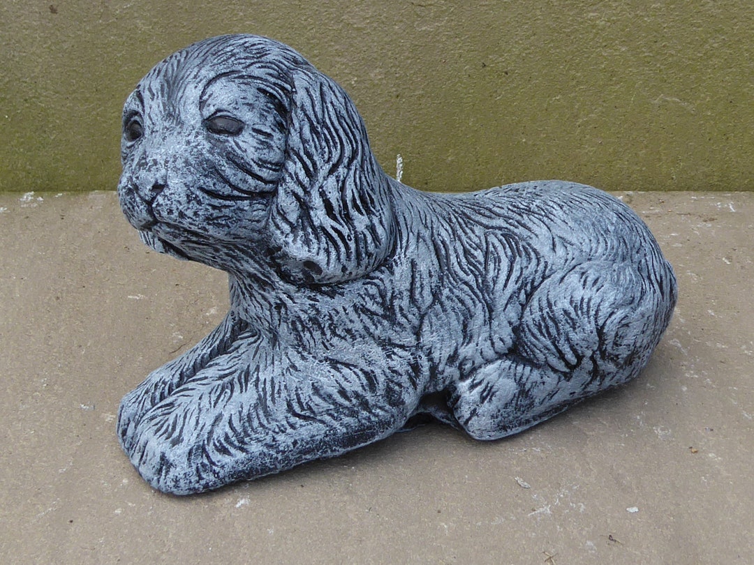 Handcrafted Cast Stone Spaniel Puppy Garden Ornament - Etsy UK