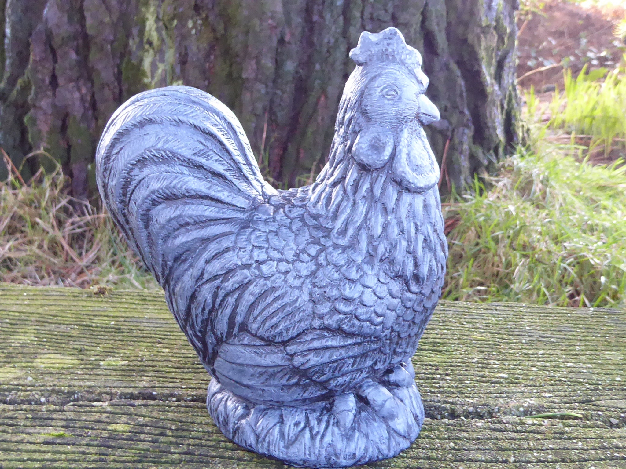 Hand Crafted Weathered Effect Cast Stone Chicken Hen Cockerel | Etsy