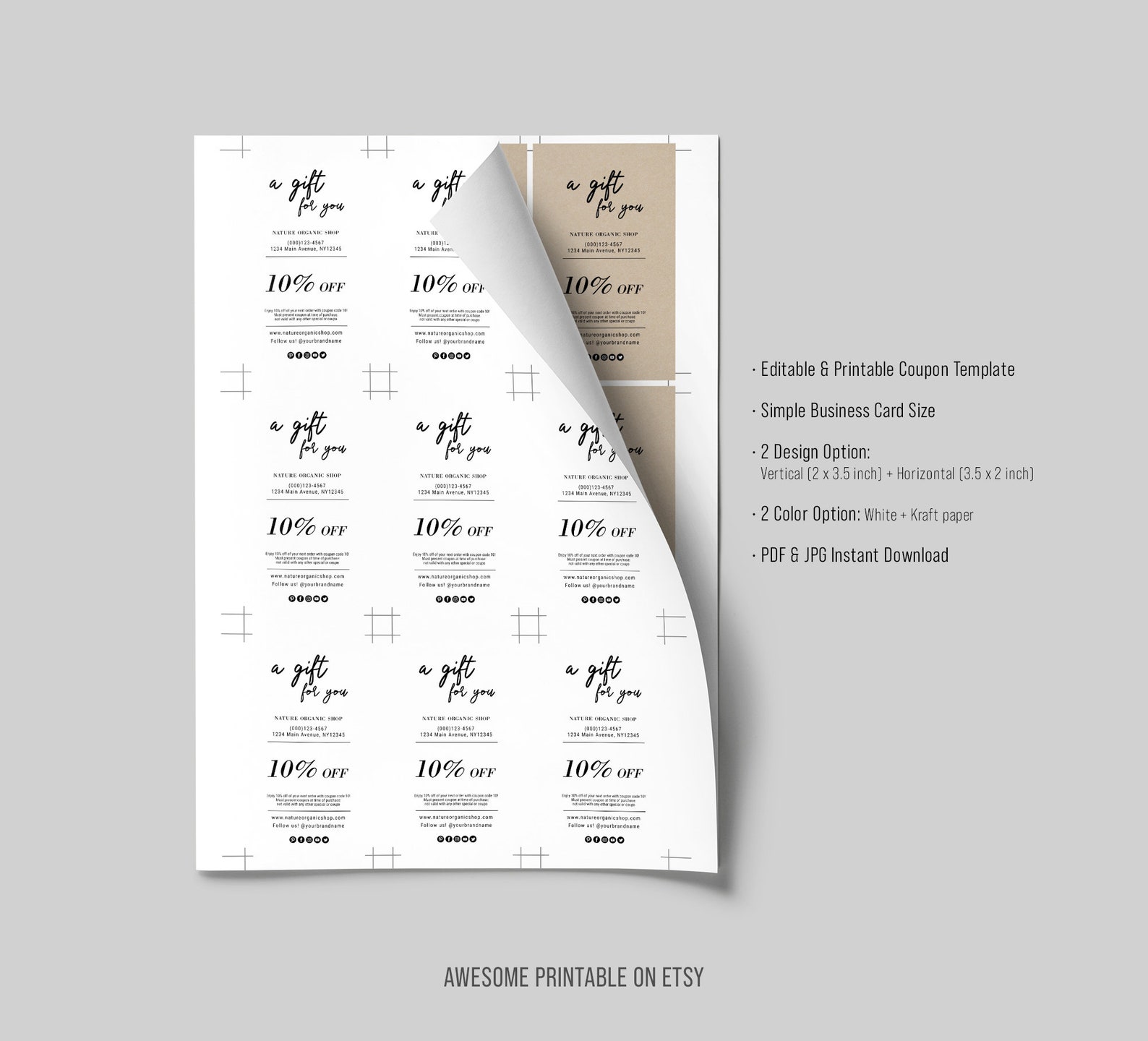 Printable Business Coupon Template for Small Business, Minimalist ...