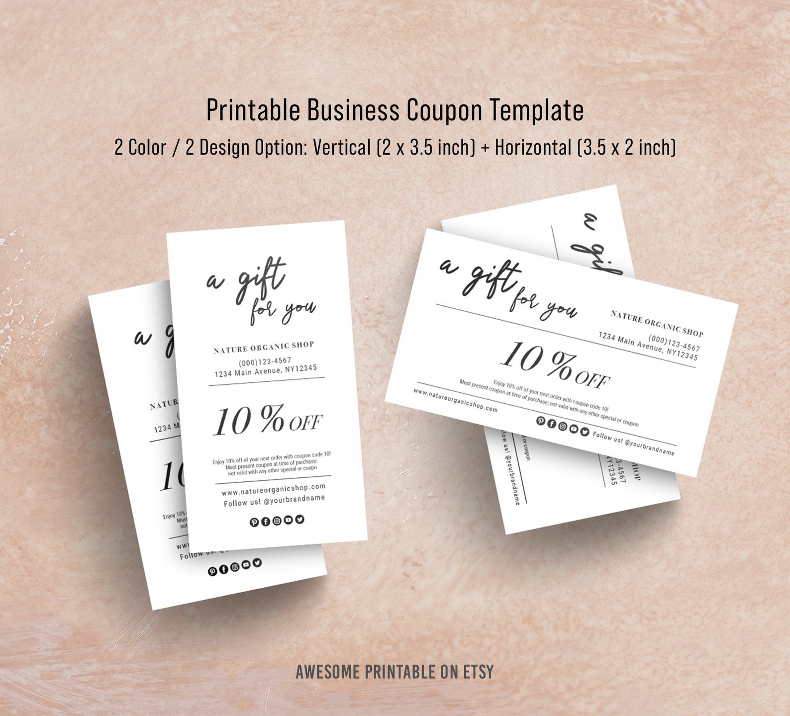 Printable Business Coupon Template Simple Business Card Size Etsy Printable Business Coupon Template Simple Business Card Size Etsy