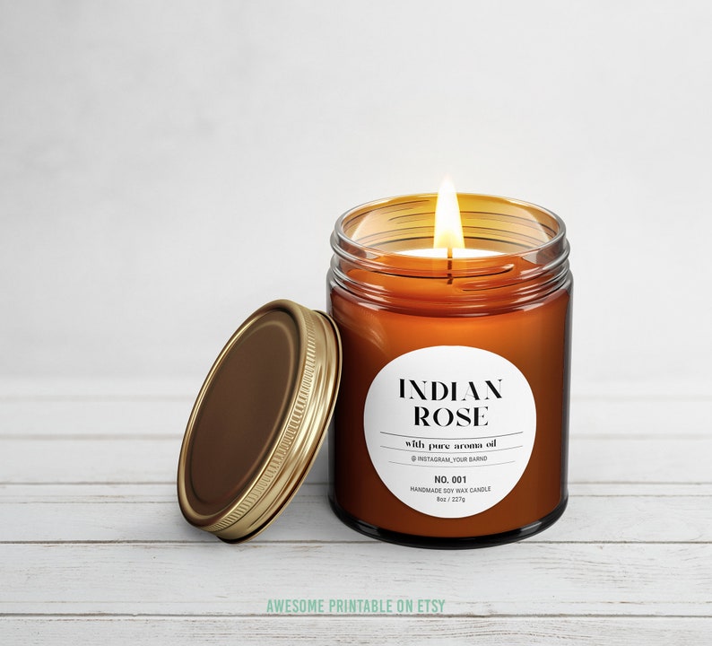 Candle Label Template Round Candle Label Custom Product - Etsy
