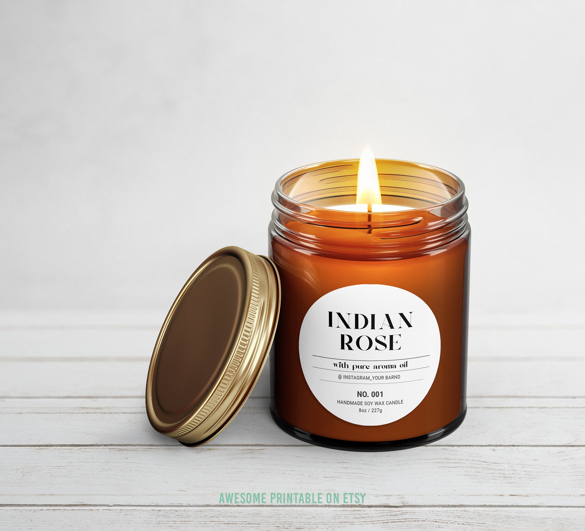 Candle Label Template Round Candle Label Custom Product - Etsy
