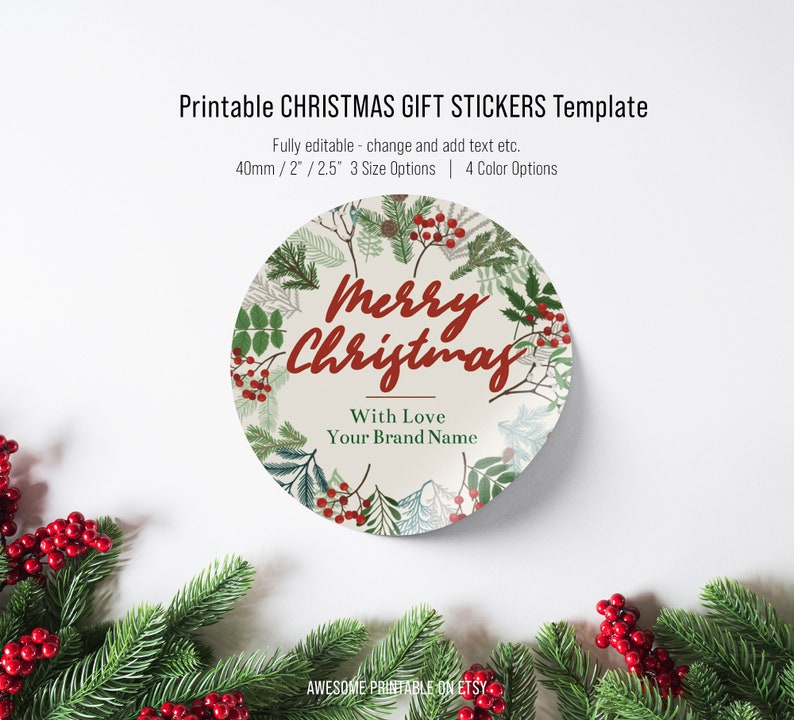 Editable Christmas Gift Stickers, Printable Christmas Labels, Merry ...