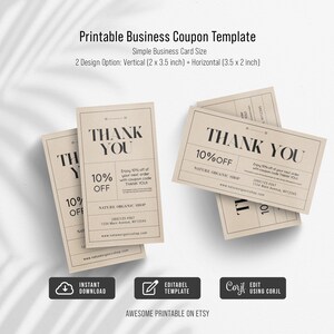 Printable Business Coupon Template, Editable Thank You Card for Small ...