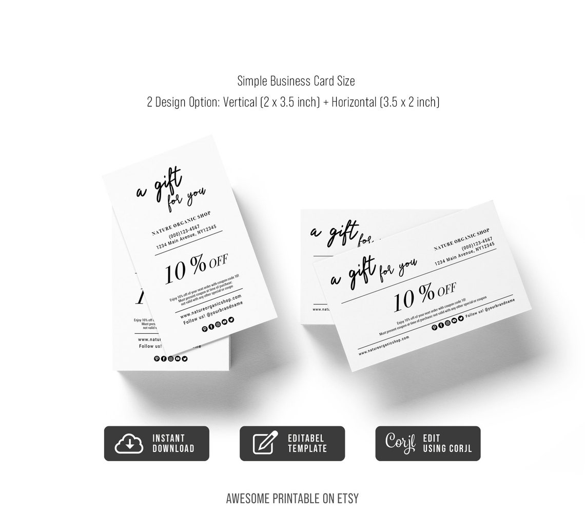 Printable Business Coupon Template, Simple Business Card Size, DIY ...