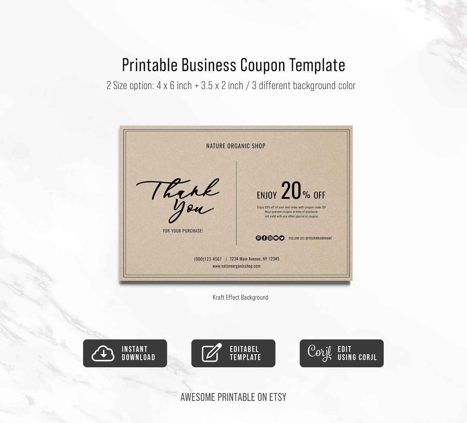 Printable Business Coupon Template, Editable Coupon Template, DIY ...