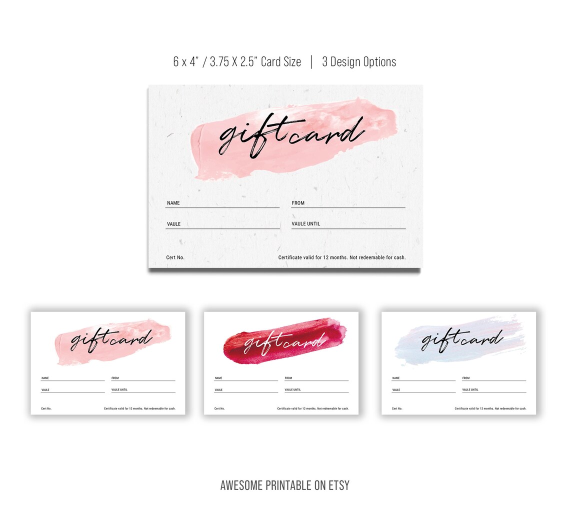 Printable Gift Certificate Template, Editable Gift Card Template, DIY ...