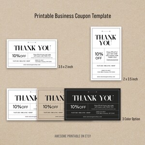 Printable Business Coupon Template, Editable Thank You Card for Small ...