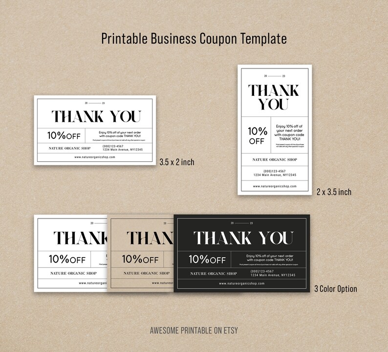 Printable Business Coupon Template, Editable Thank You Card for Small ...