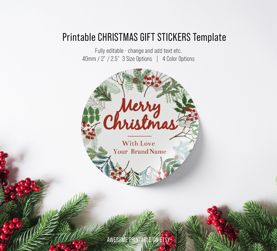 Editable Christmas Gift Stickers, Printable Christmas Labels, Merry ...