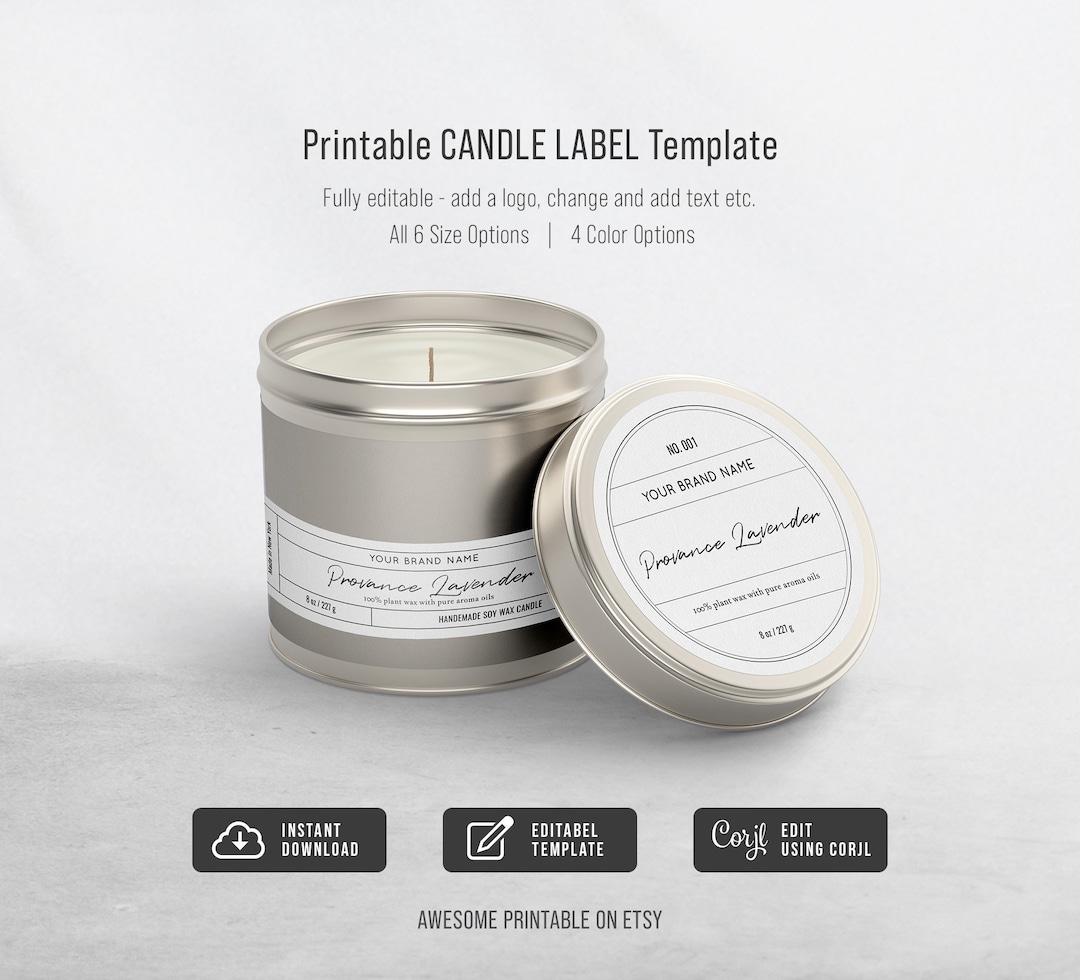 Minimalist Candle Tin Label Template, Printable Wrap Around Candle ...