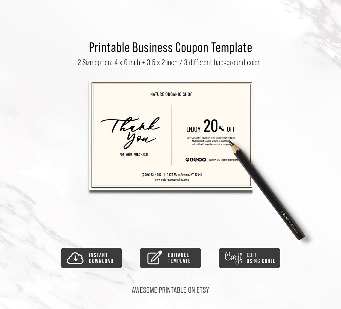 Printable Business Coupon Template Editable Coupon (Download Now) - Etsy