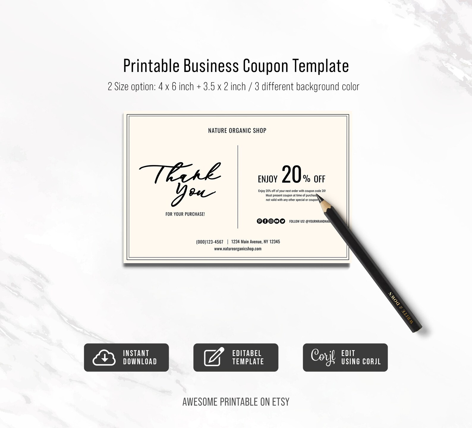 Printable Business Coupon Template, Editable Coupon Template, DIY ...