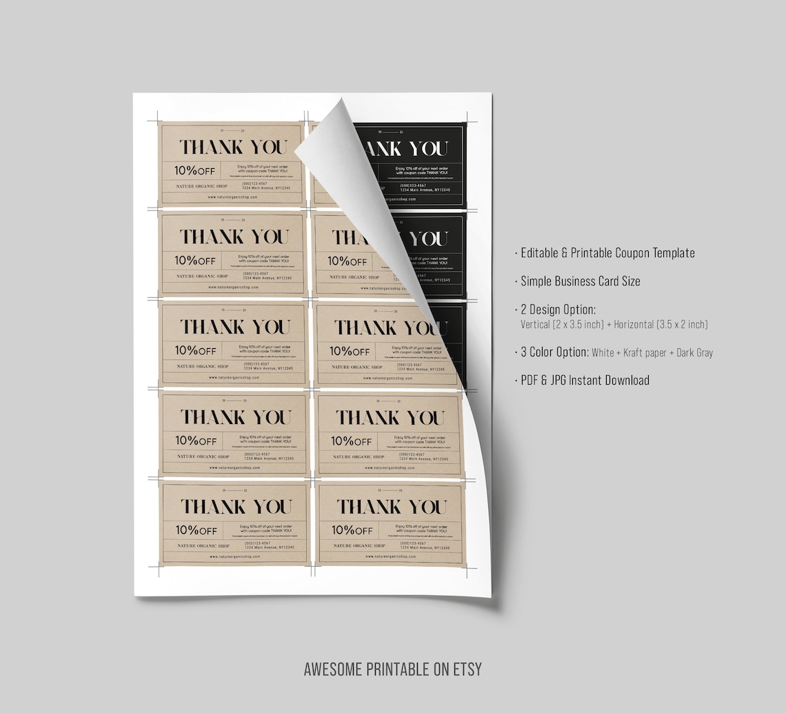 Printable Business Coupon Template Simple Business Card Size - Etsy