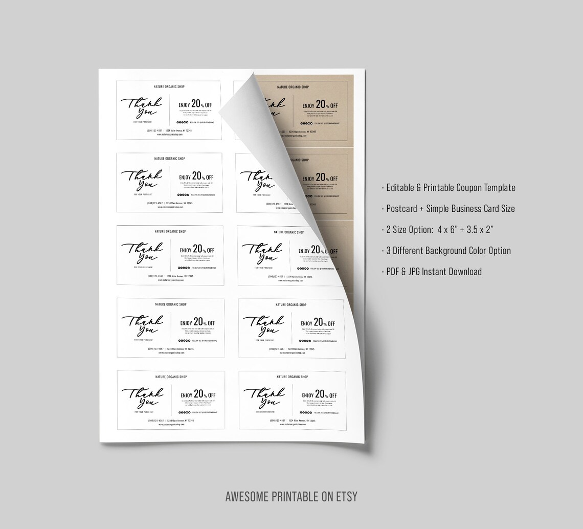 Printable Business Coupon Template Editable Coupon (Download Now) - Etsy