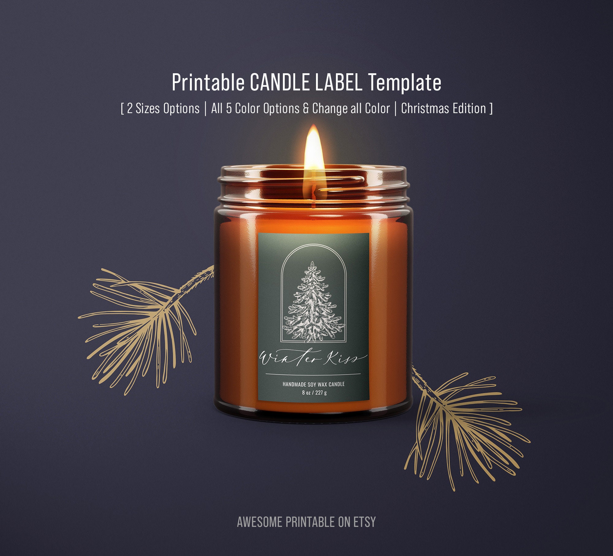 CHRISTMAS Editable Candle Label, SEASONAL Candle Label Design, Candle ...