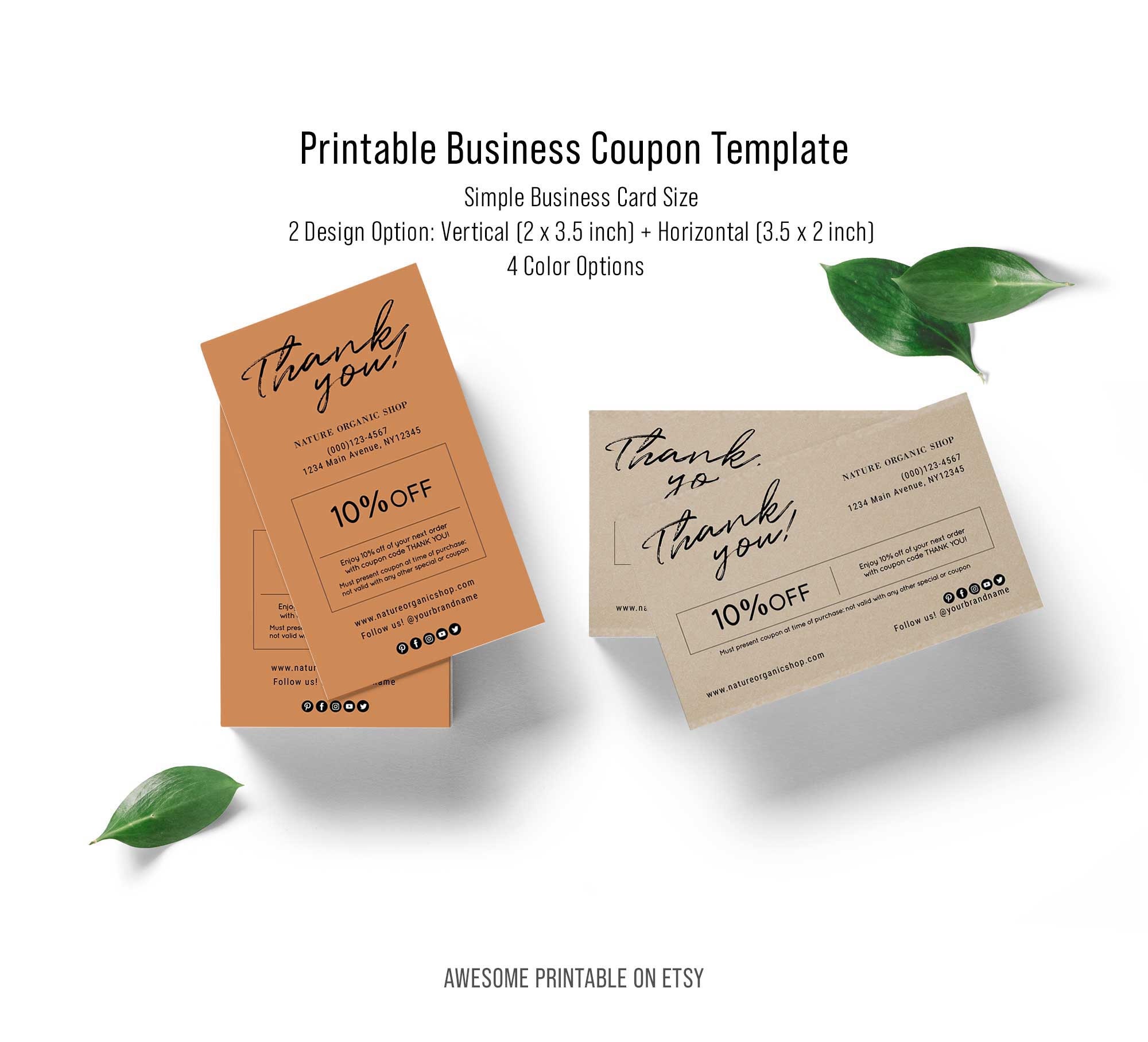 Printable Business Coupon Template, Editable Thank You Card for Small ...