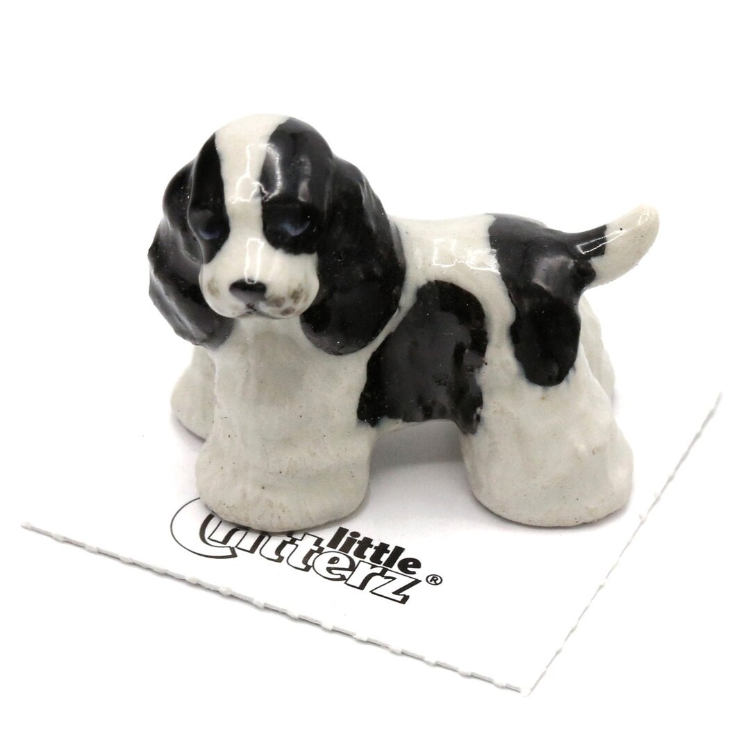 Little Critterz Cocker Spaniel checkers Miniature Porcelain Figurine - Etsy