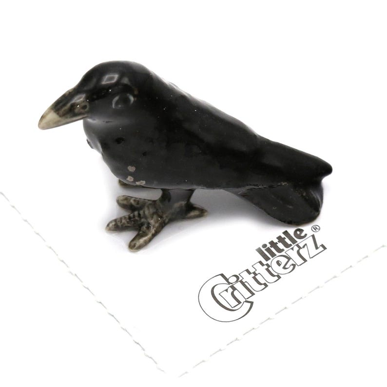 Little Critterz Black Raven "trickster" - Hand-painted Home Decor Bird ...