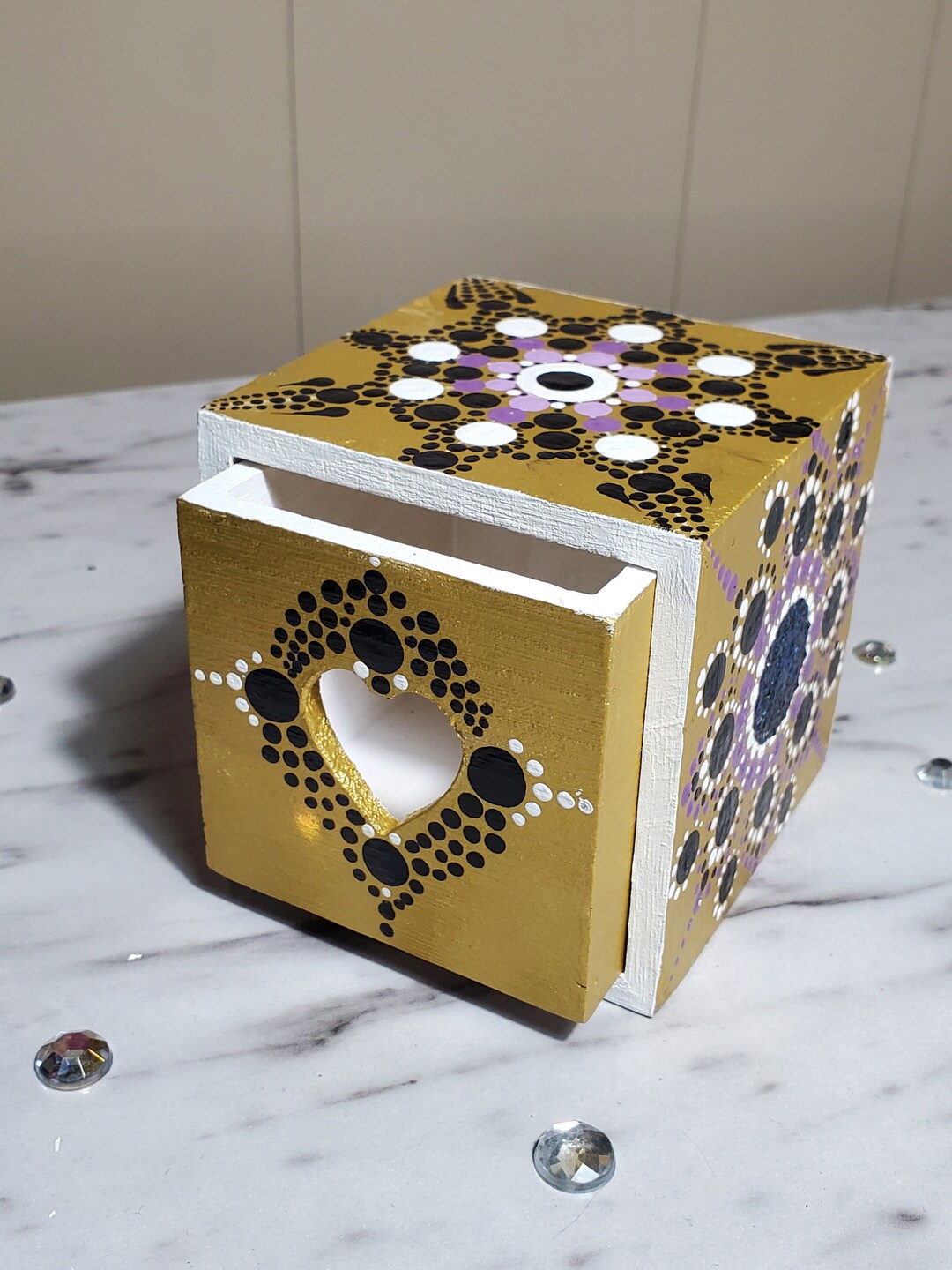 Mandala Dot Design Keepsake Box jewerly Box hand Painted - Etsy